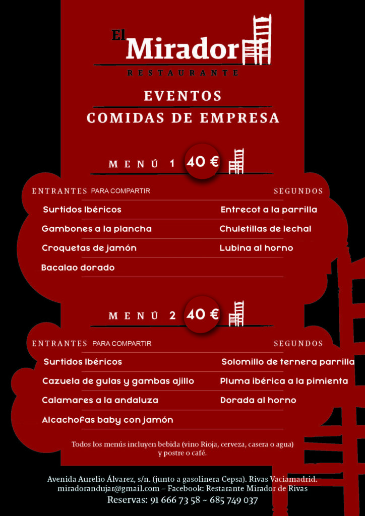 Menús para Grupos - RESTAURANTE EL MIRADOR DE RIVAS MENÚS DEL DÍA Y CARTA Menús para Grupos - RESTAURANTE EL MIRADOR DE RIVAS MENÚS DEL DÍA Y CARTA